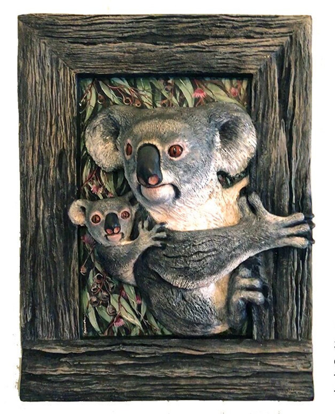 3D Hand Sculpted / Hand Painted (lifesize) Koalas on Frame - Original ...