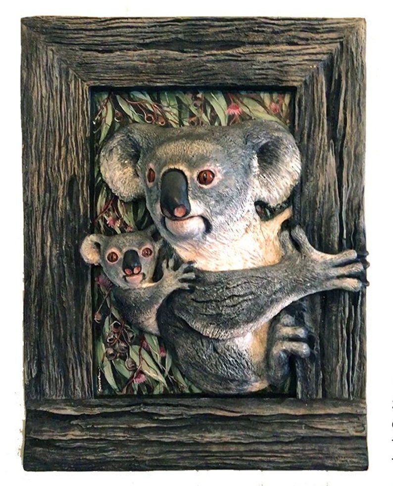 3D Hand Sculpted / Hand Painted lifesize Koalas on Frame - Etsy