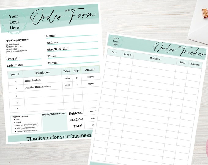 Order Form and Order Tracker Template Download Digital Canva Editable ...
