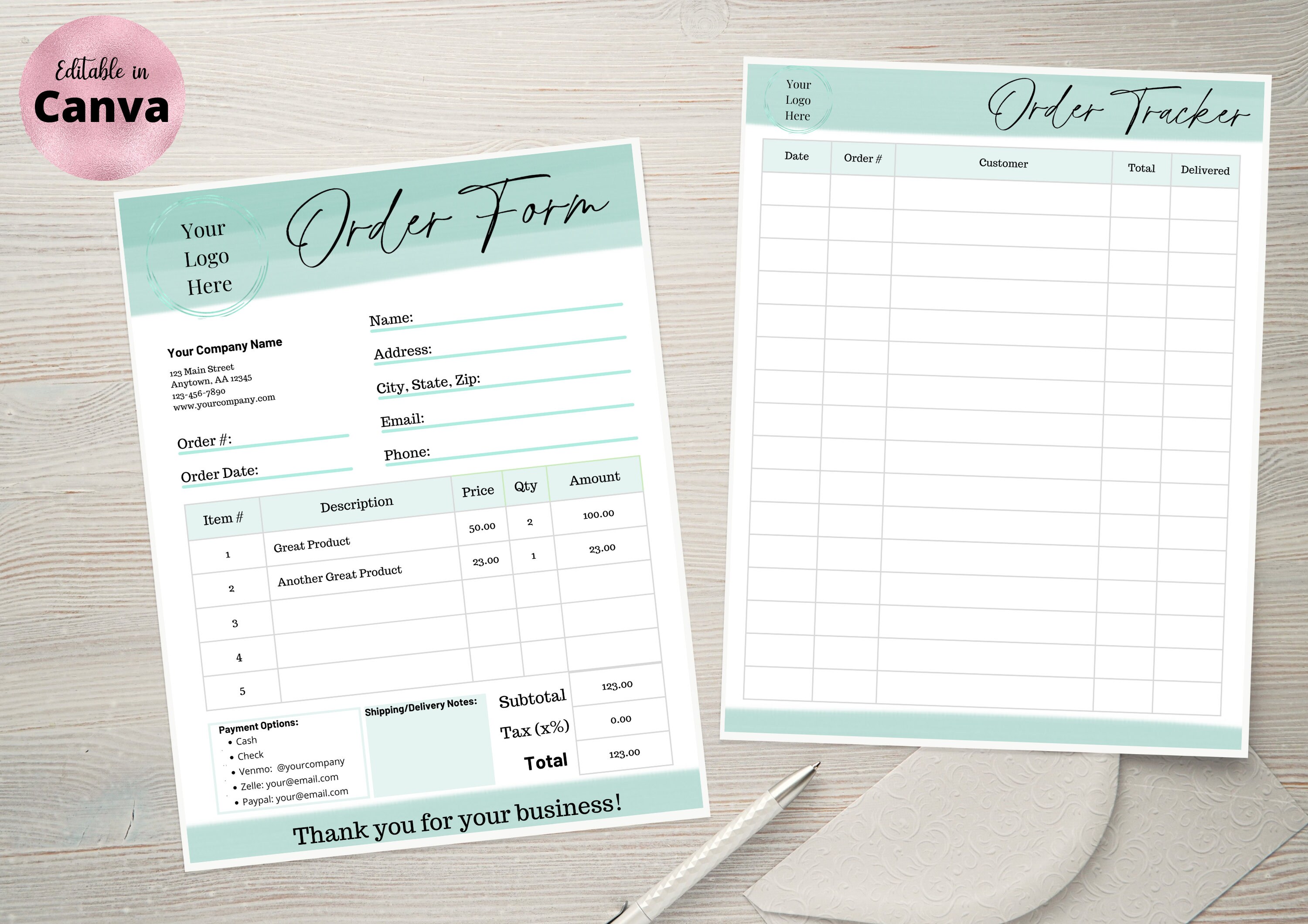 Order Form and Order Tracker Template Download Digital Canva Editable ...