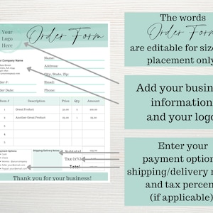 Order Form and Order Tracker Template Download Digital Canva Editable ...