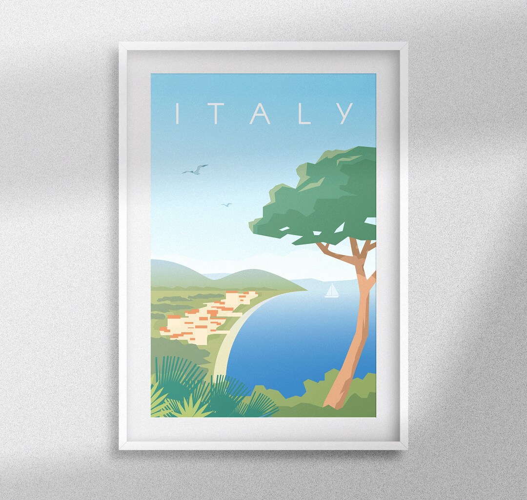 Italy Posters Retro Posters Travel Posters City Skyline Art Print - Etsy