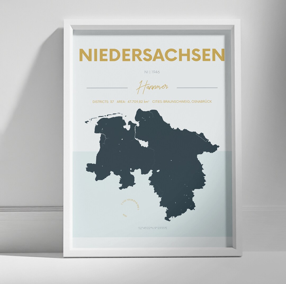 Lower Saxony Poster Federal States & Capitals Gift Skyline - Etsy