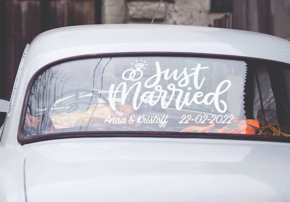 Just Married Bumper Sticker Personalized With Name Date and - Etsy