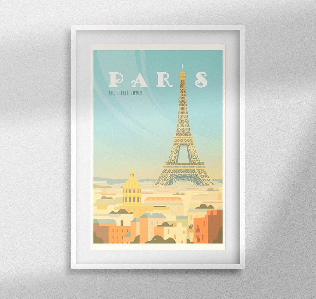 Paris Retro Posters Travel Posters City Skyline Art - Etsy
