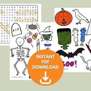 Halloween Spanish Word Search Workbook and Coloring Pages for Kids and ...