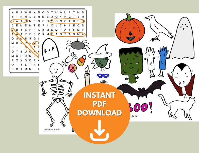 Halloween Spanish Word Search and Coloring Pages (digital Download) - Etsy
