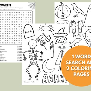 Halloween Spanish Word Search Workbook and Coloring Pages for Kids and ...