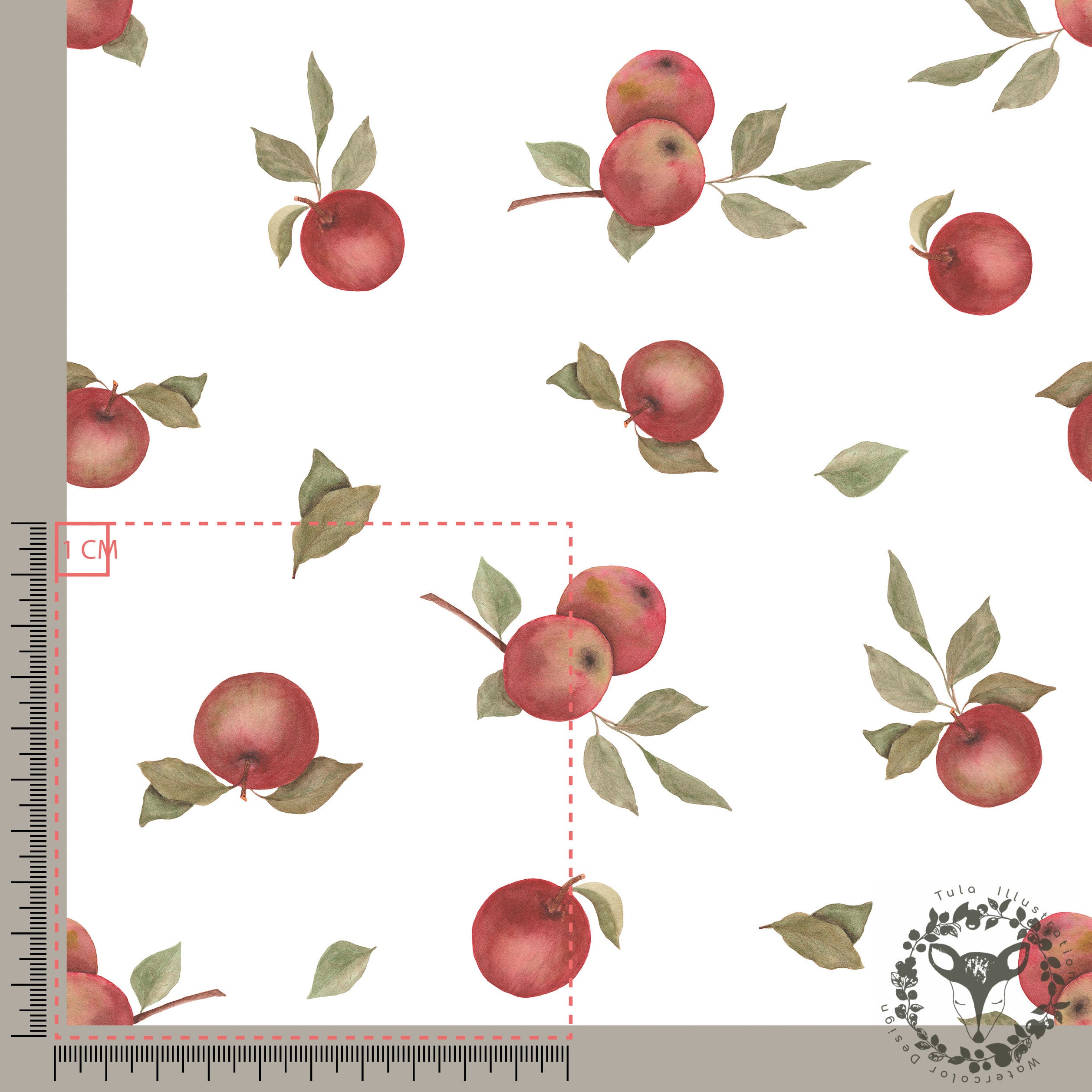 Apples Watercolour Fabric Design, Seamless Pattern Files, Surface ...
