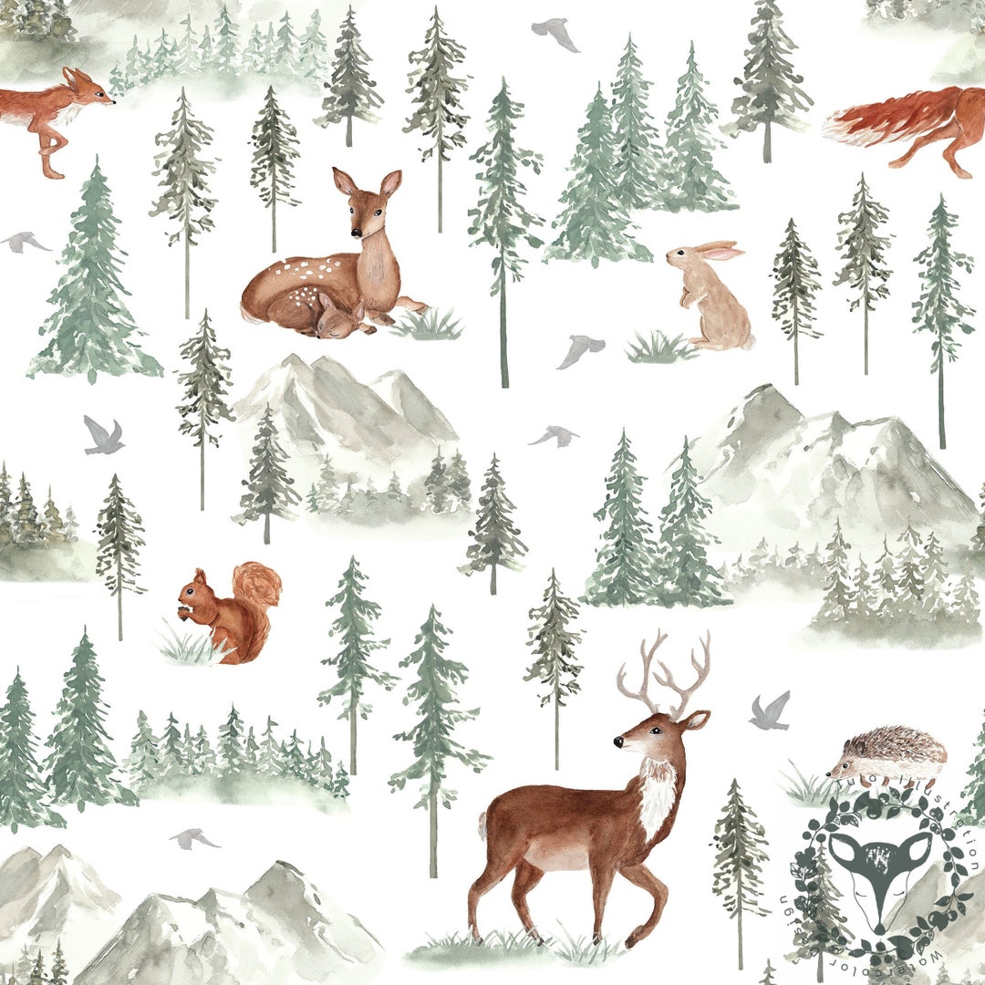 Forest Watercolor Seamless Design, Surface Pattern Digital Download ...