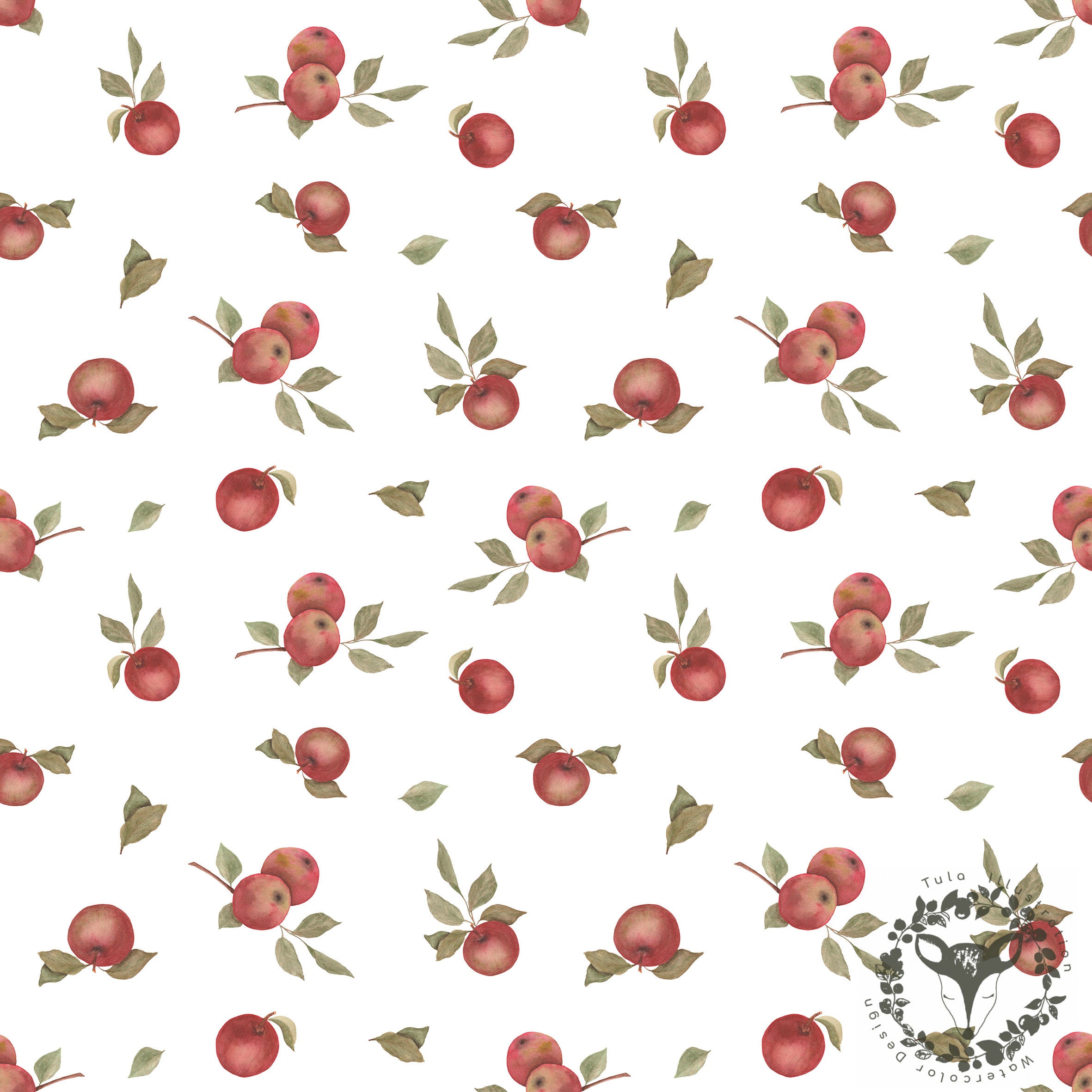 Apples Watercolour Fabric Design, Seamless Pattern Files, Surface ...