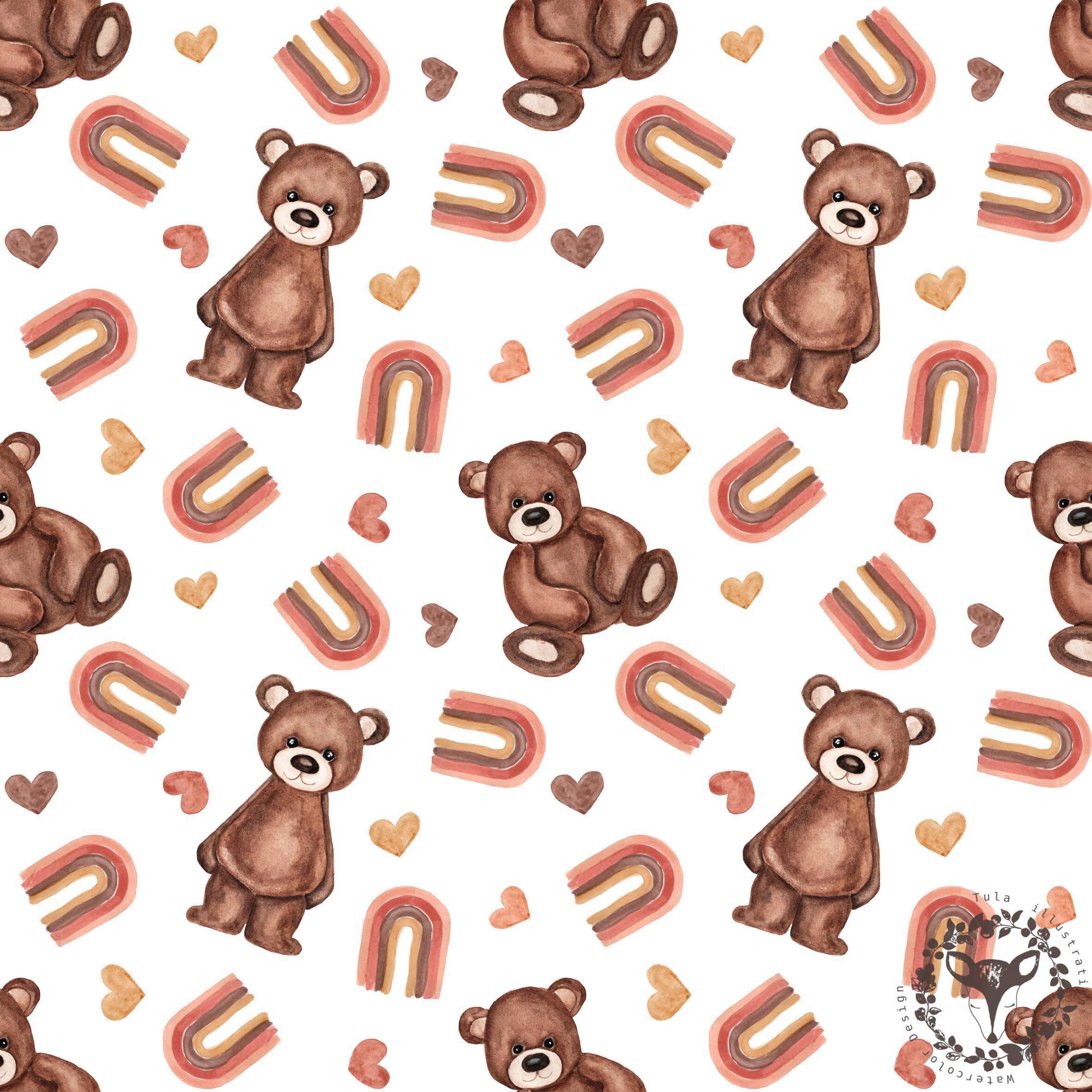 Teddy Bear Watercolor Seamless Design,surface Pattern, Commercial ...