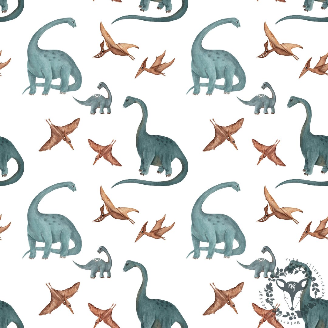 Dinosaur Fabric Seamless Pattern, Commercial License (digital Download ...