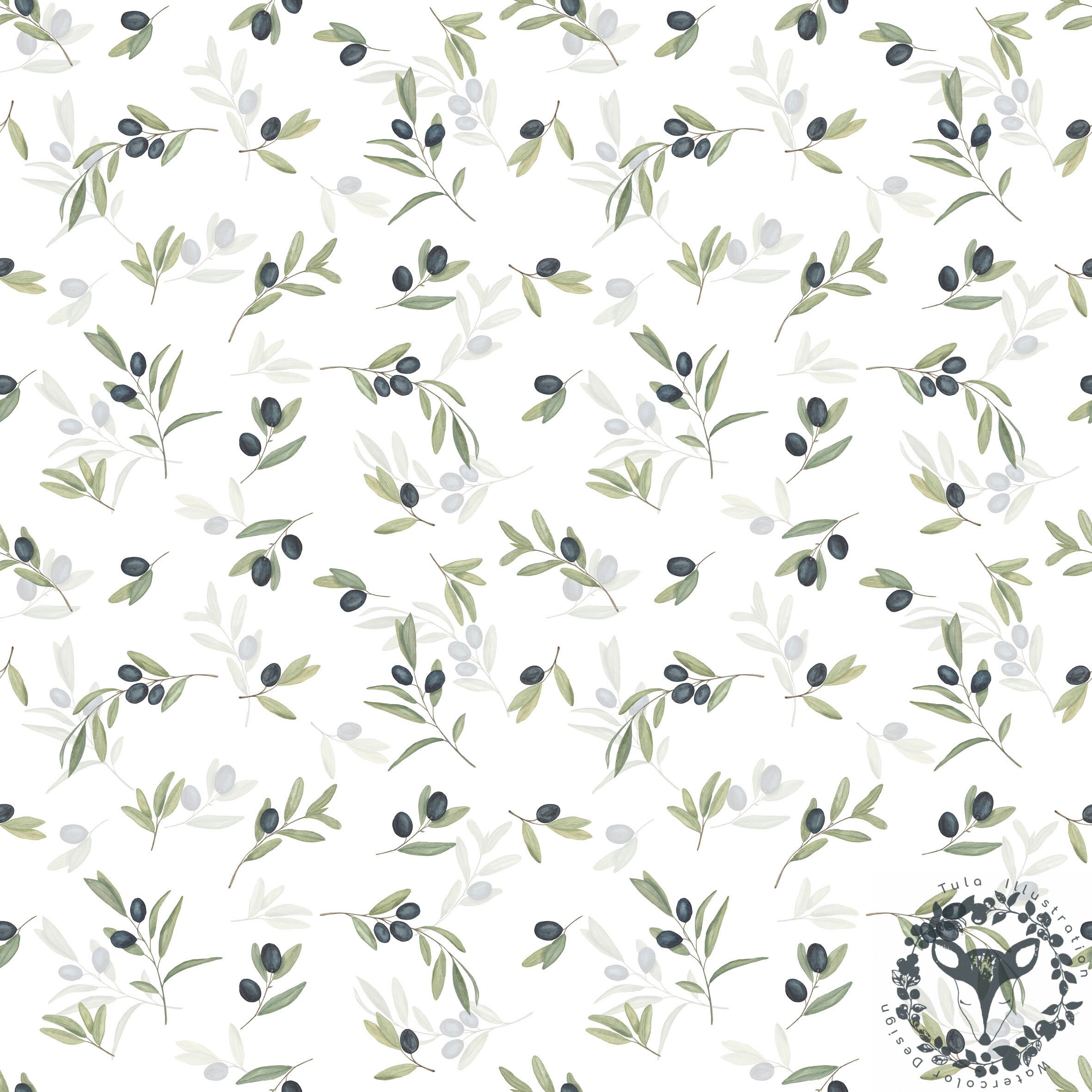 Olives Seamless Fabric Design, Digital Design, Olives Design, Seamless ...