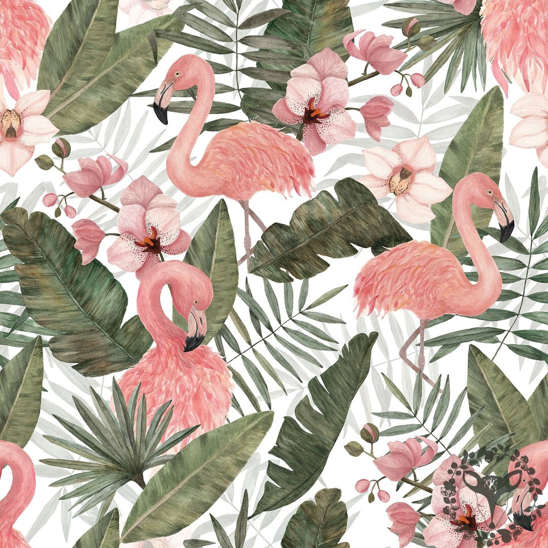 Flamingos Design, Surface Pattern INSTANT Download,tropical Watercolor ...