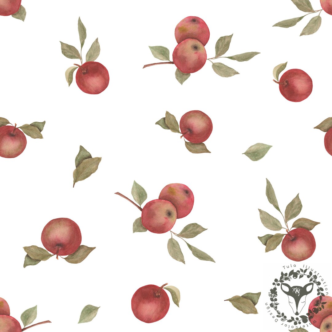 Apples Watercolour Fabric Design, Seamless Pattern Files, Surface ...