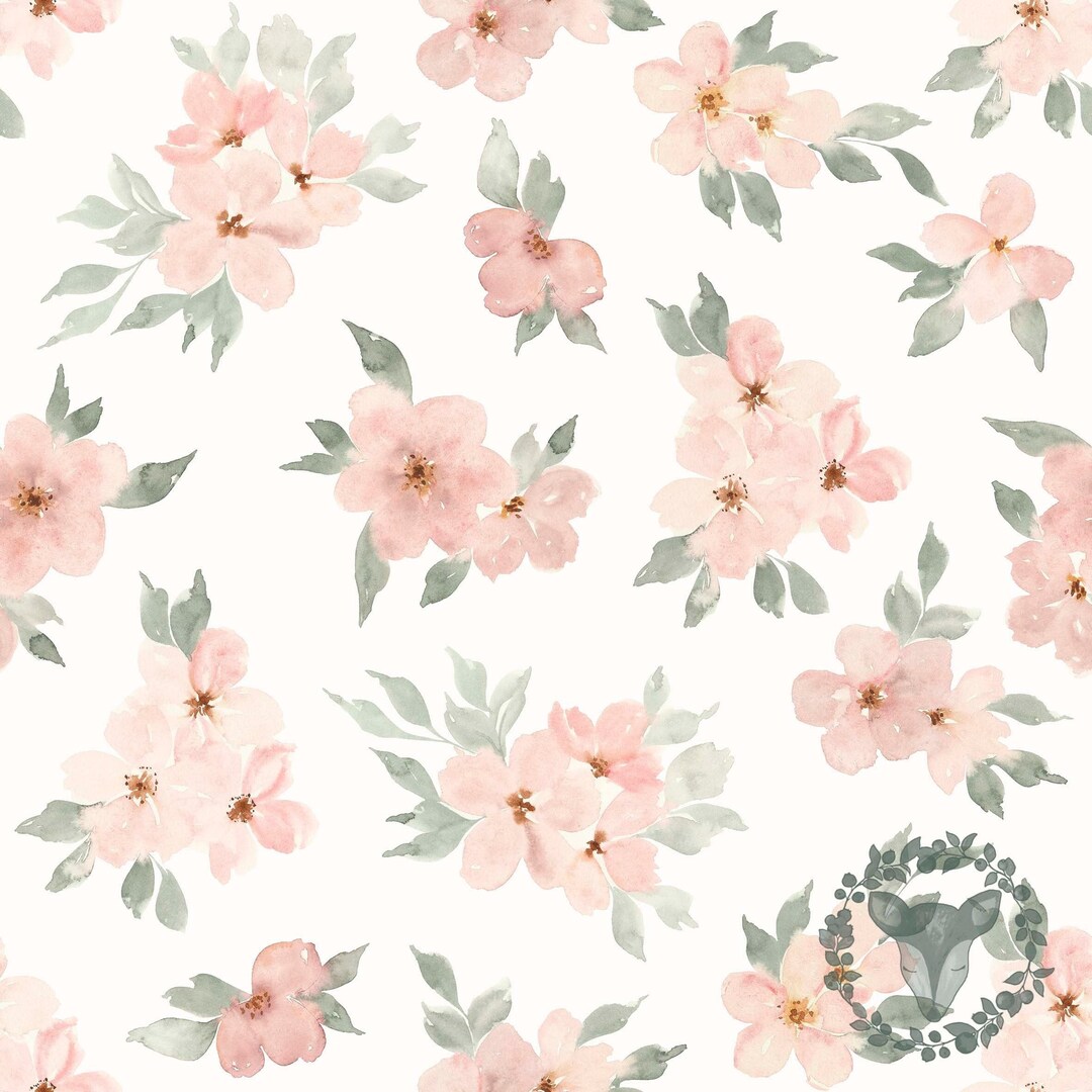 Watercolour Pastel Floral Fabric Design, Flower Seamless Pattern Tile ...