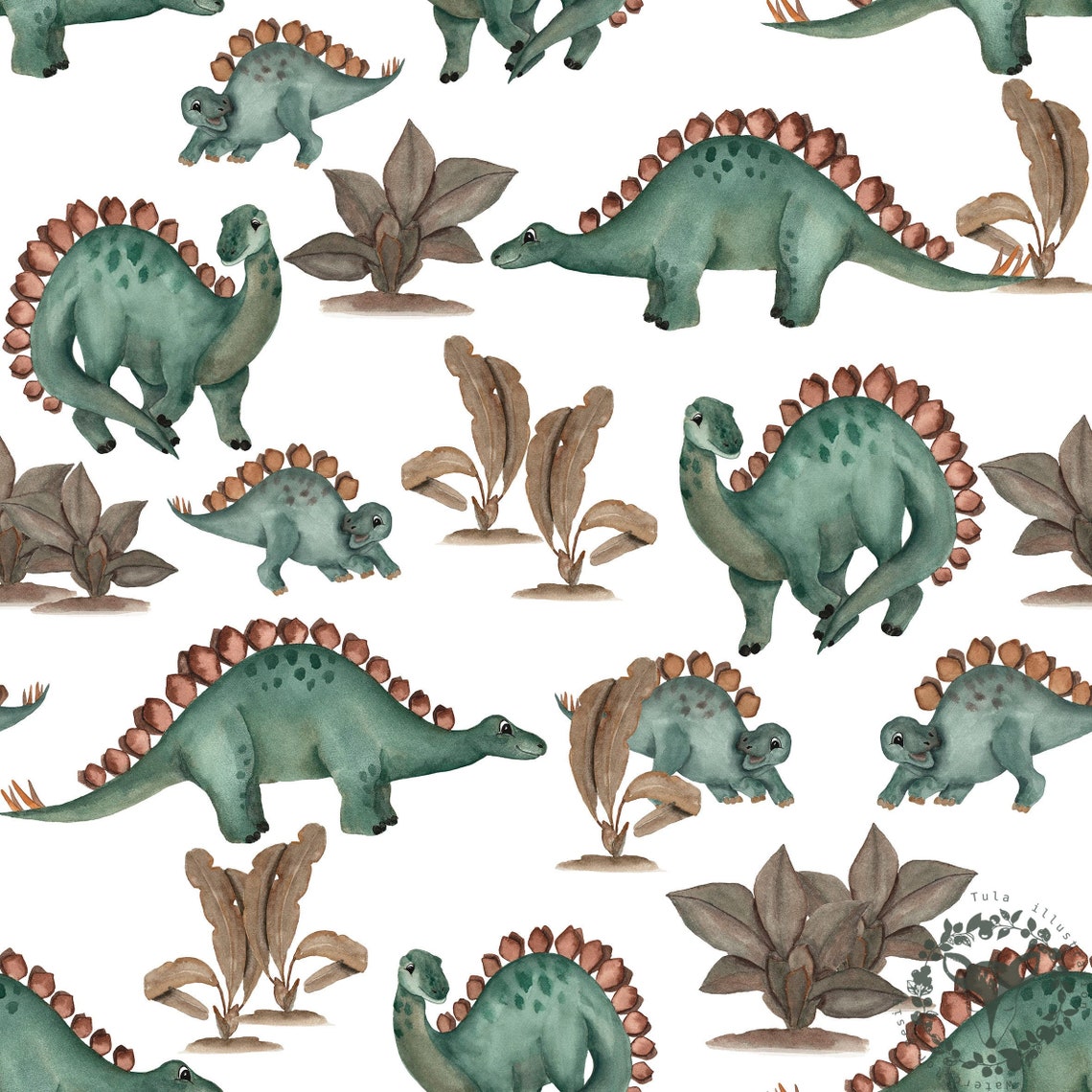 Dinosaurs Fabric Seamless Pattern, Commercial Licence (digital Download ...