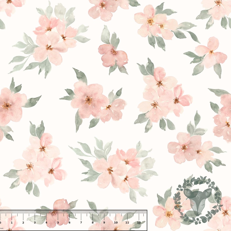 Watercolour Pastel Floral Fabric Design, Flower Seamless Pattern Tile ...