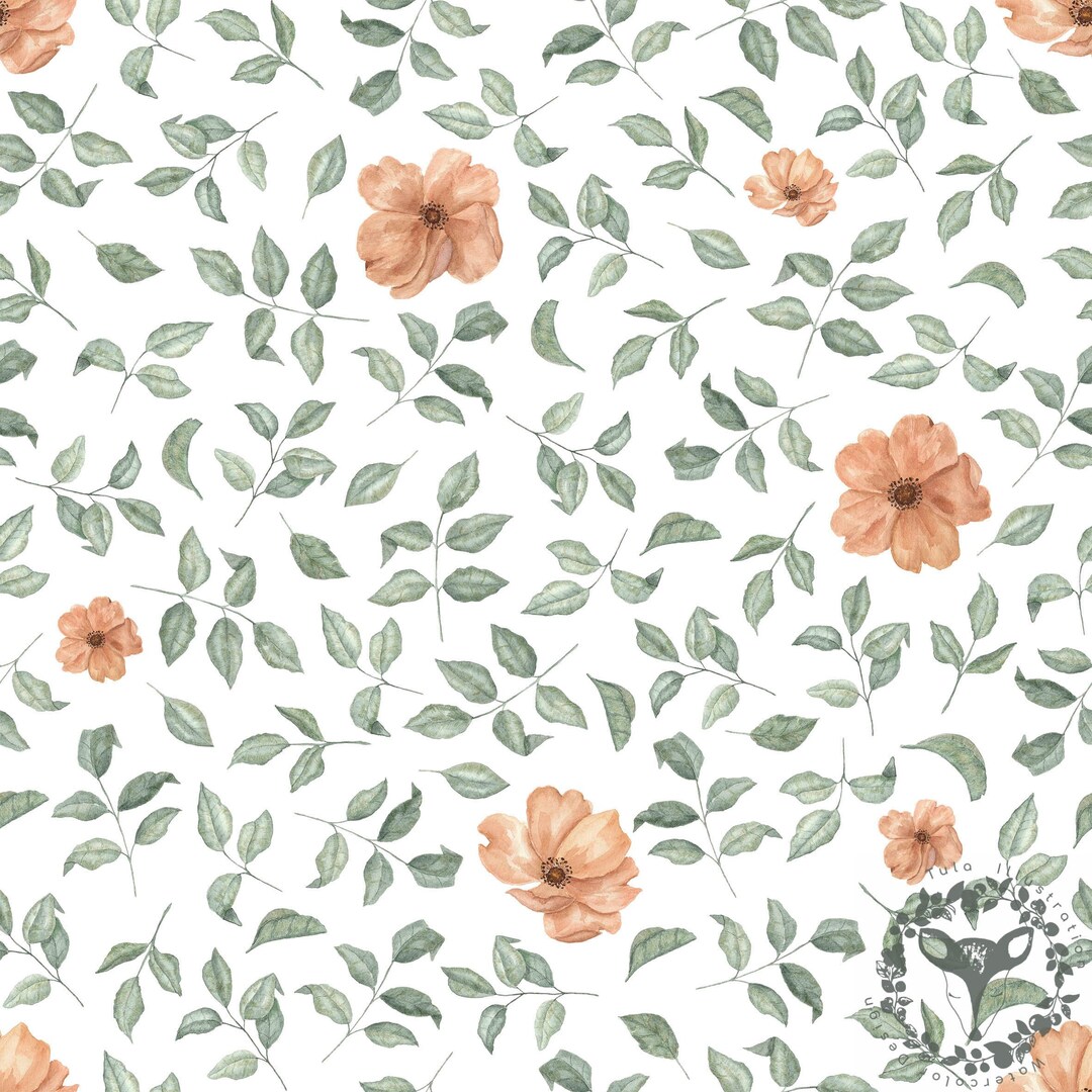 Watercolour Fabric Design, Flower Seamless Pattern Tile, Digital ...