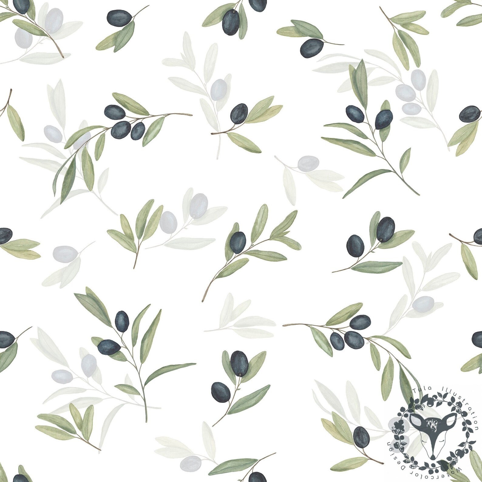 Olives Seamless Fabric Design, Digital Design, Olives Design, Seamless ...