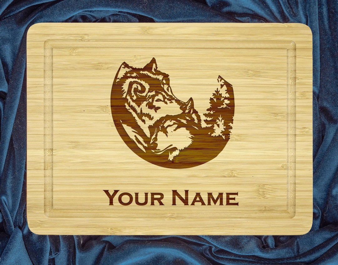 Personalized Wolf Cutting Board, Wolf Home Decor, Custom Camping Decor ...