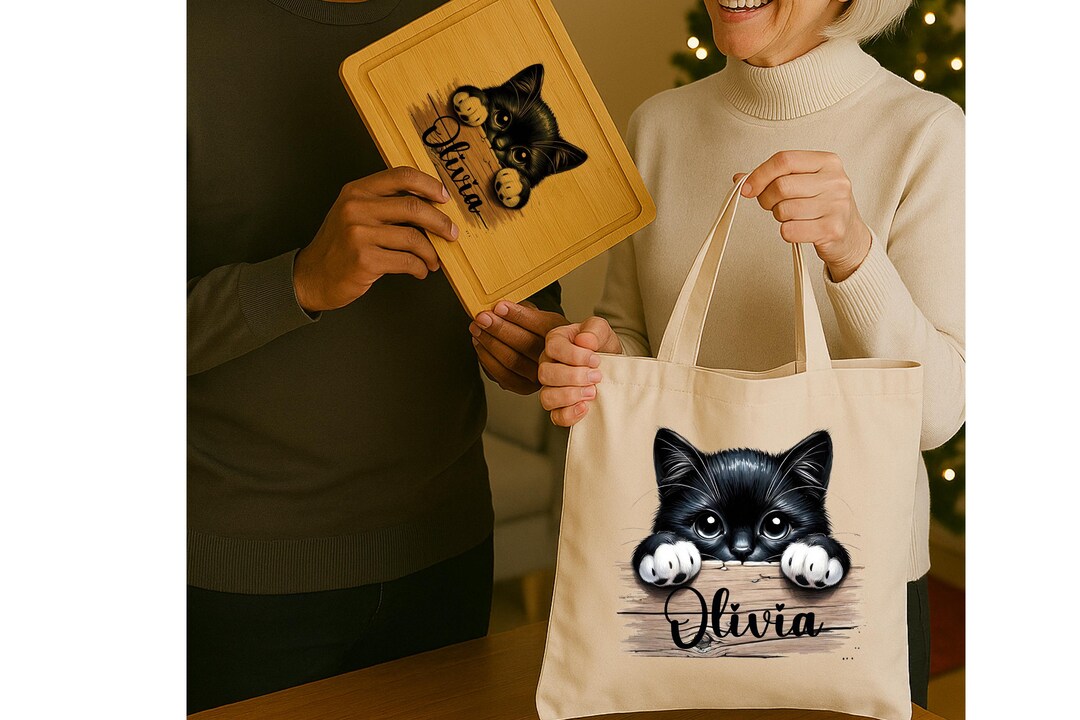 Personalized Cat Bamboo Board, Christmas Gift for Cat Lovers, Eco ...