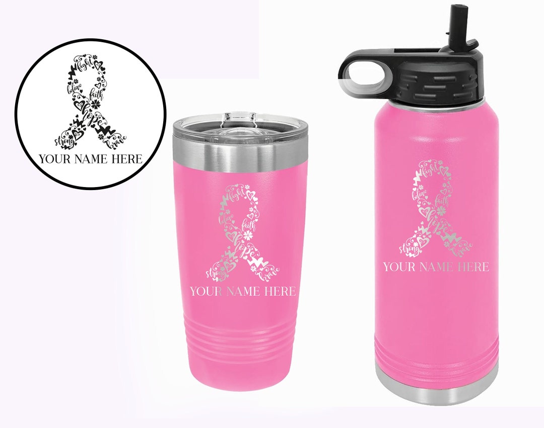 Breast Cancer Awareness Tumbler, Custom Name Cancer Survivor, Breast ...