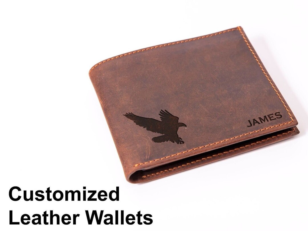 Bald Eagle Leather Wallet Custom Wallet Name for Men Hunting - Etsy