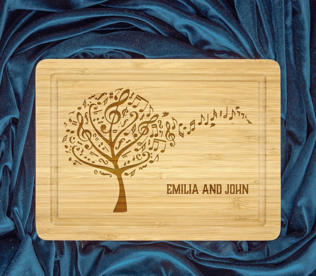 Music Note Tree Cutting Board, Engraved Tree Cutting Board, Music Note ...