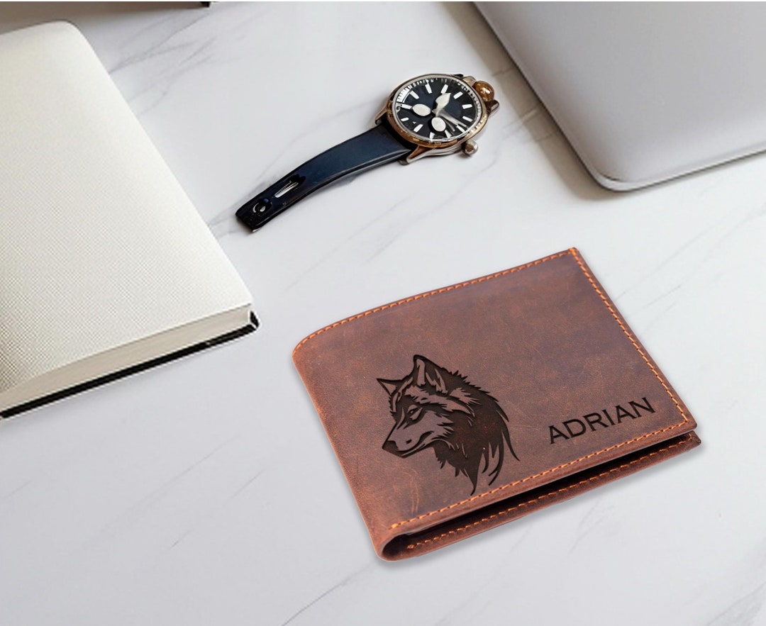Personalized Wolf Wallet, Unique Christmas Gift, Engraved Christmas ...