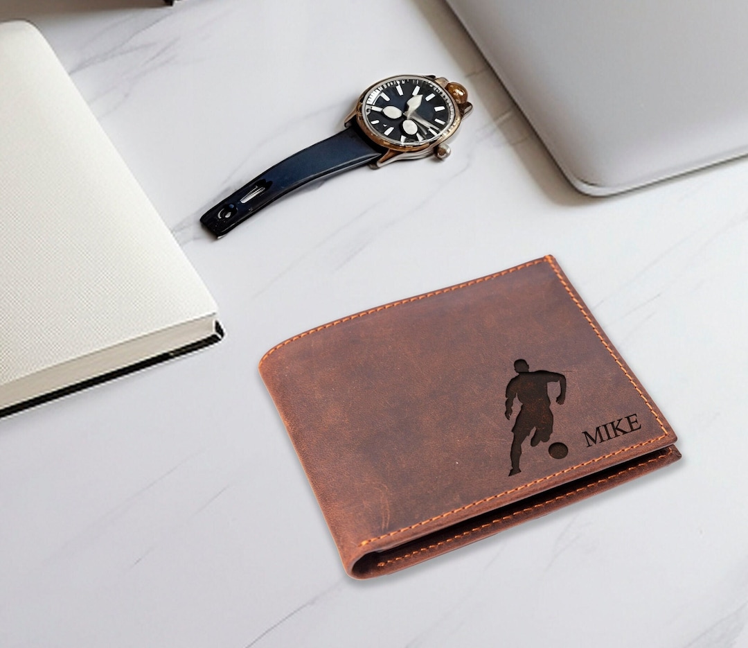 Personalized Soccer Wallet, Sports Wallet, Engraved Men Wallet, Soccer ...