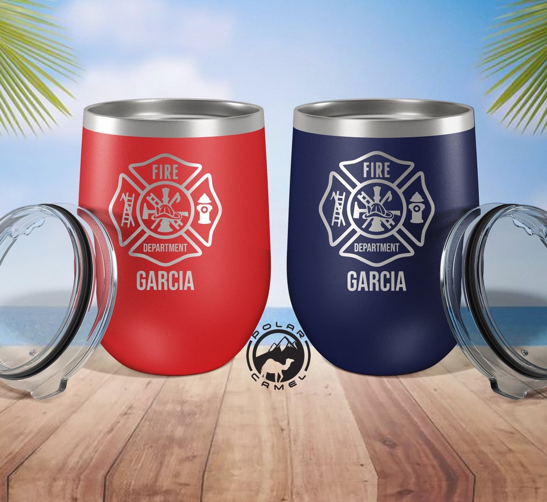 Personalized Firefighter Tumbler, Fireman Water Bottle, Fire Department ...
