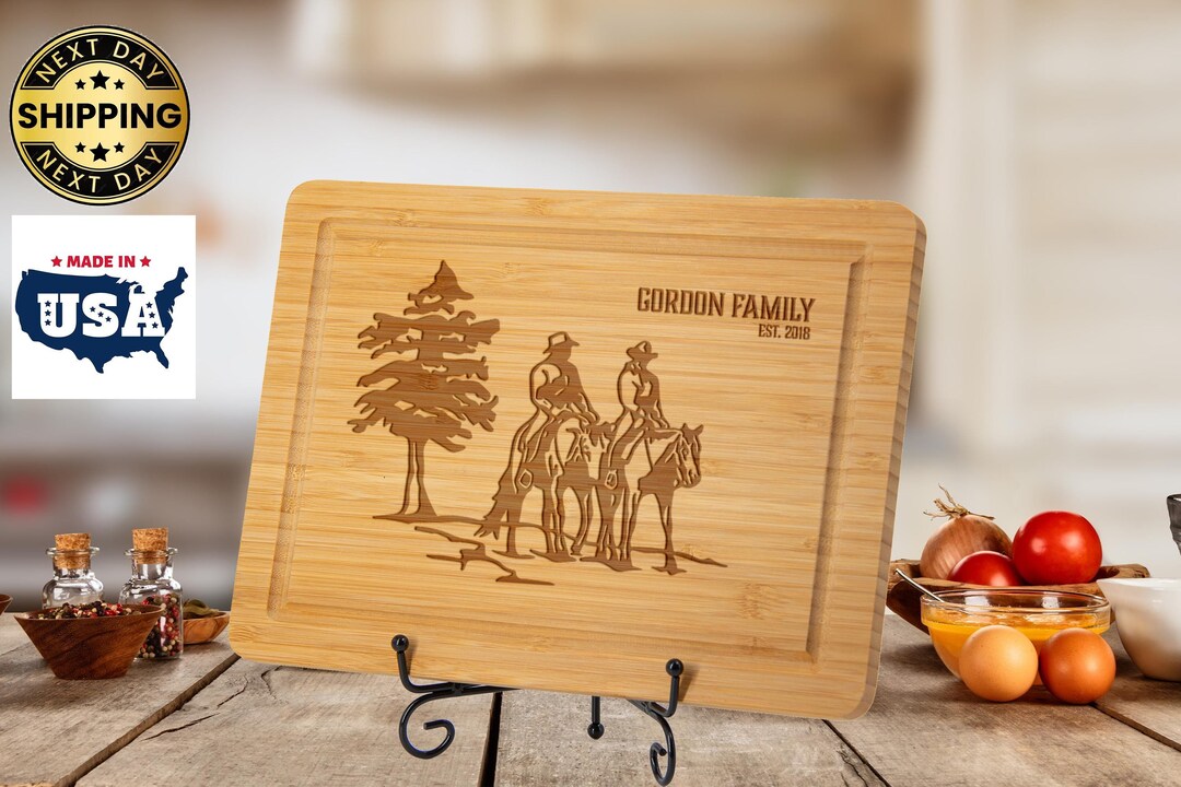 Cowboy and Cowgirl Cutting Board, Personalized Horse Serving Board ...