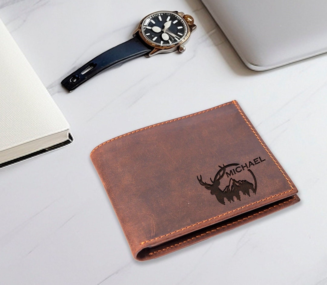 Christmas Deer Wallet, Personalized Men Wallet, Name Wallet, Leather ...