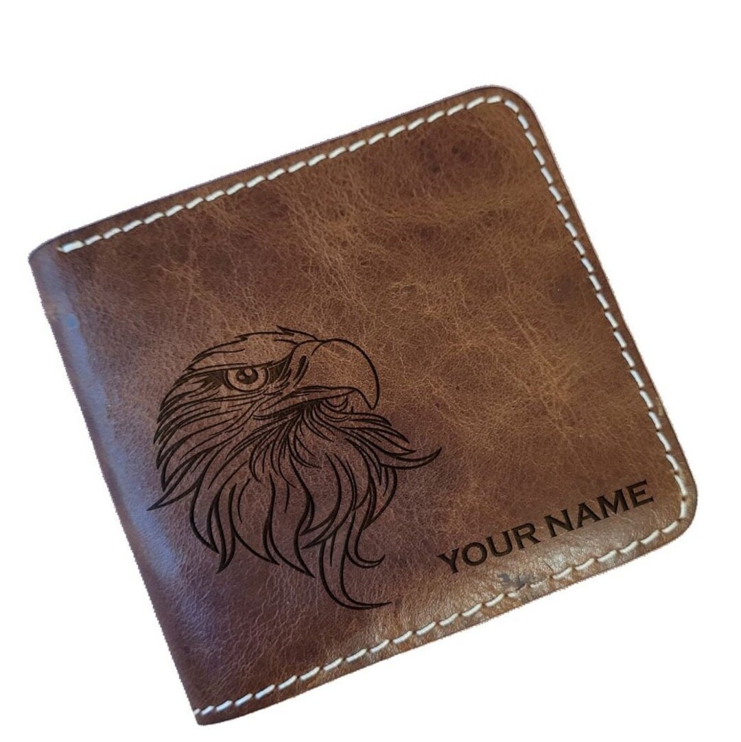 Personalized Bald Eagle Leather Wallet, Army and Soldier Gifts, Custom ...