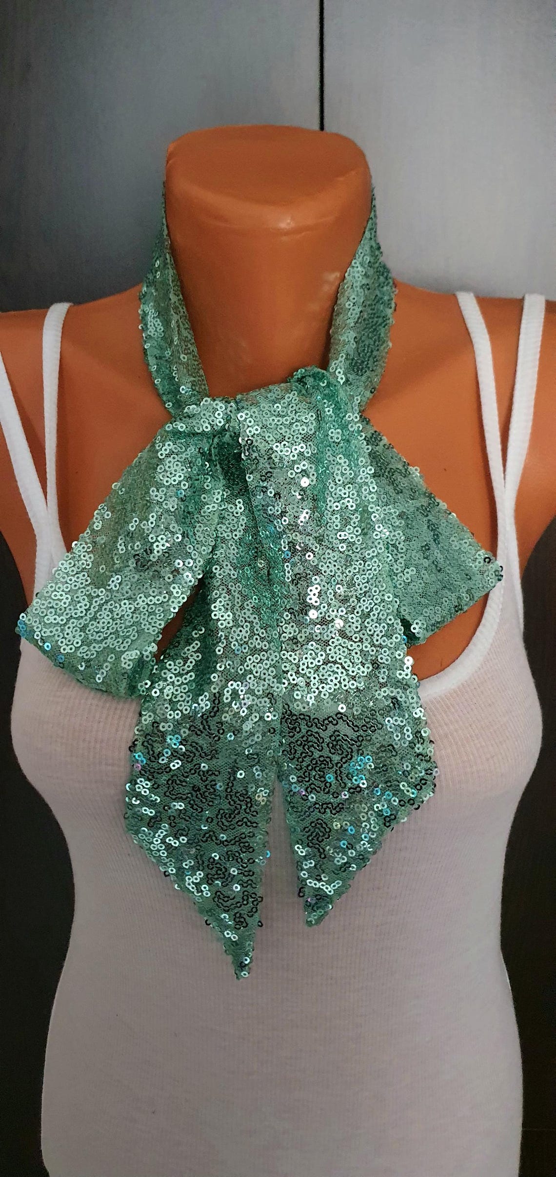 Green Sequin Dress Sash Belt,softmint Green Sequin Belt Necktie Bow ...