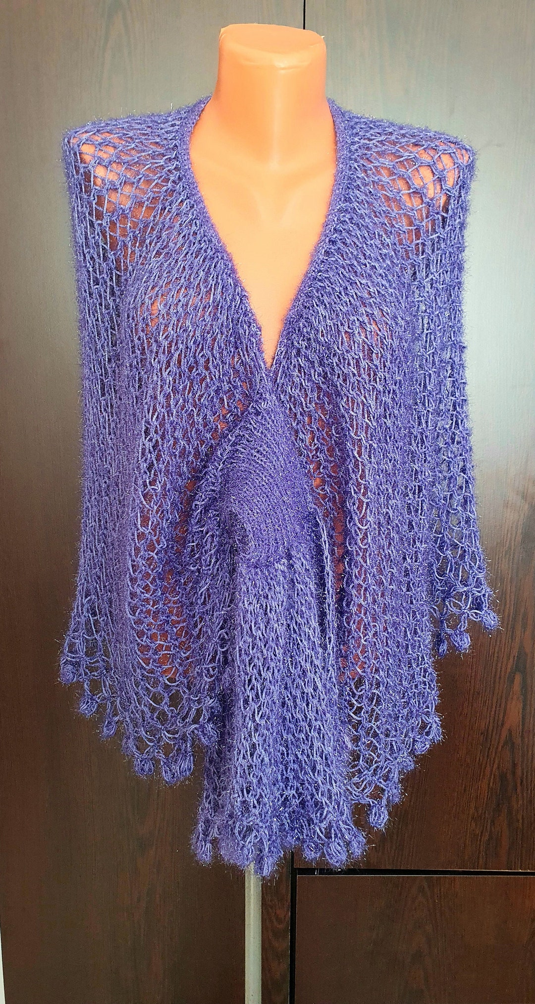 Purple Sparkle Loose Knit Bolero Cardigan Shawl Wrap, Sparkle Fall ...
