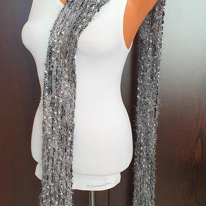 Silver Sequin Scarf, Sequin Neck Scarf ,winter Sequin Narrow Scarf ...