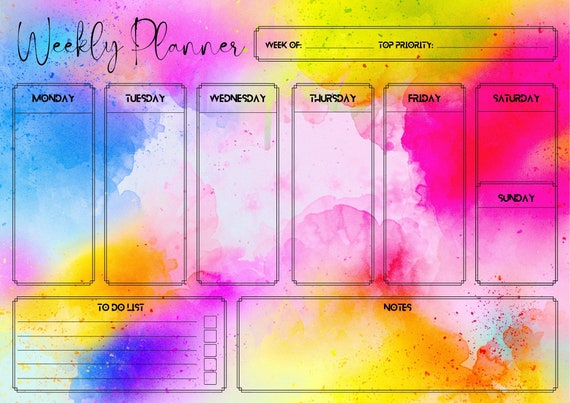 Weekly Planner A3 Printable Digital File | Etsy