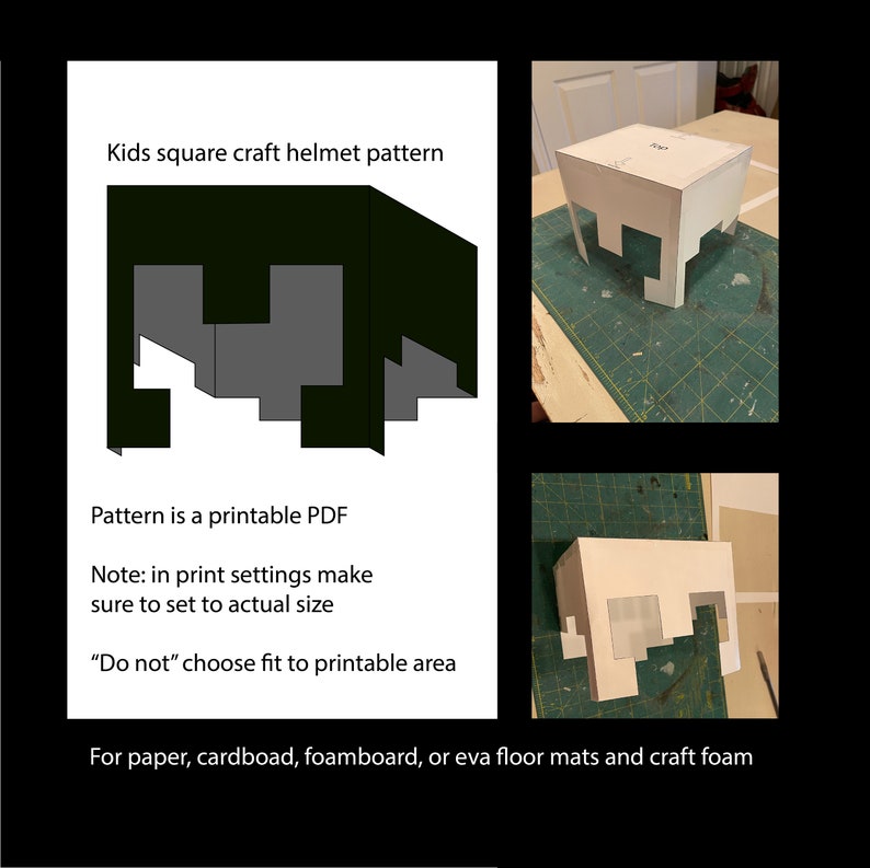 Square Craft Helmet Pattern PDF Kid Size - Etsy