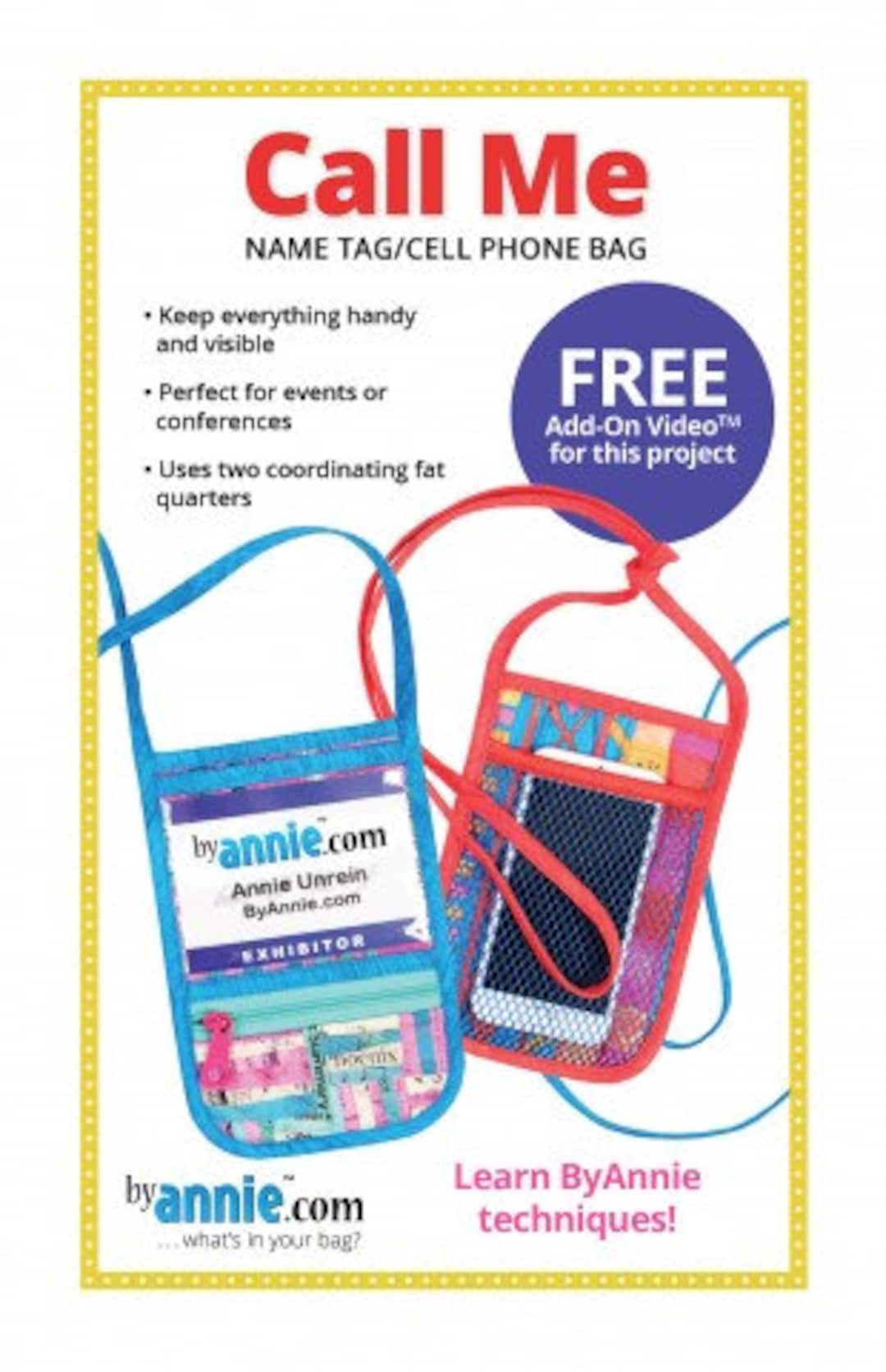 Byannie Call Me Name Tag and Cellphone Bag Paper Pattern - Etsy