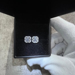 Moissanite Earrings Studs 3 Carats Each Ear 8mm Baguette & - Etsy