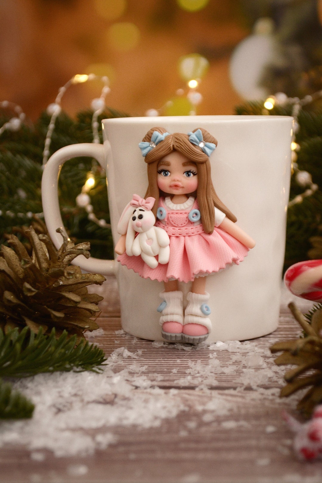 3D Doll Cup, Polymer Clay Mug, Girl Cup, Cute Cup, Girlfriend Cup ...