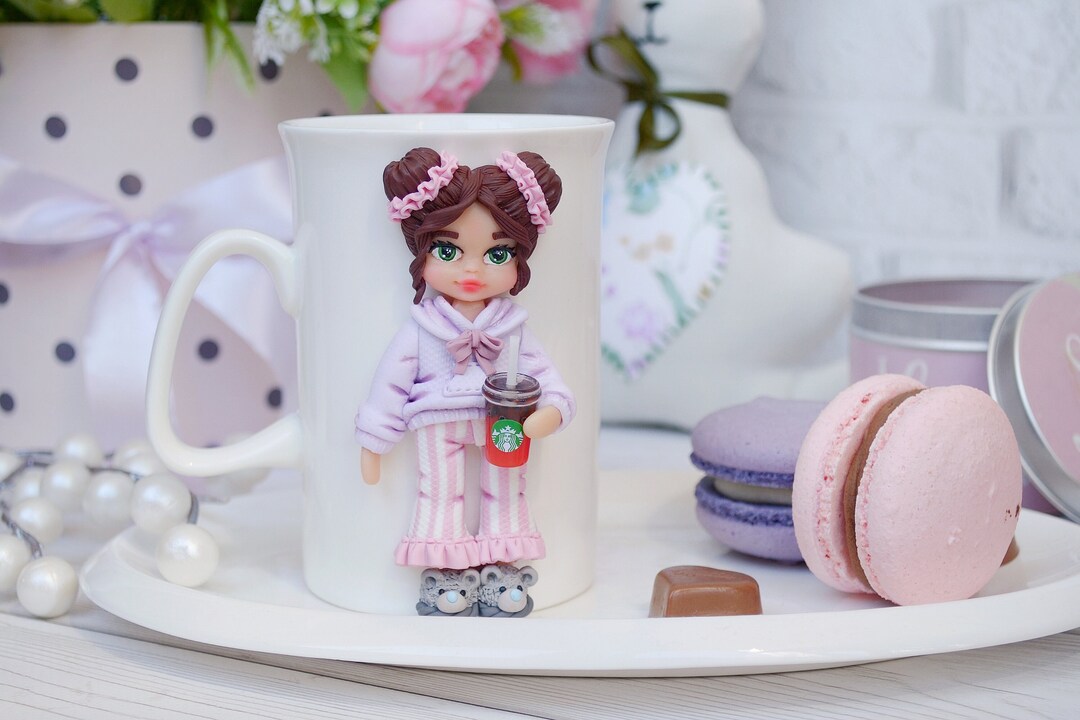 3D Doll Cup, Polymer Clay Mug, Girl Cup, Cute Cup, Girlfriend Cup ...