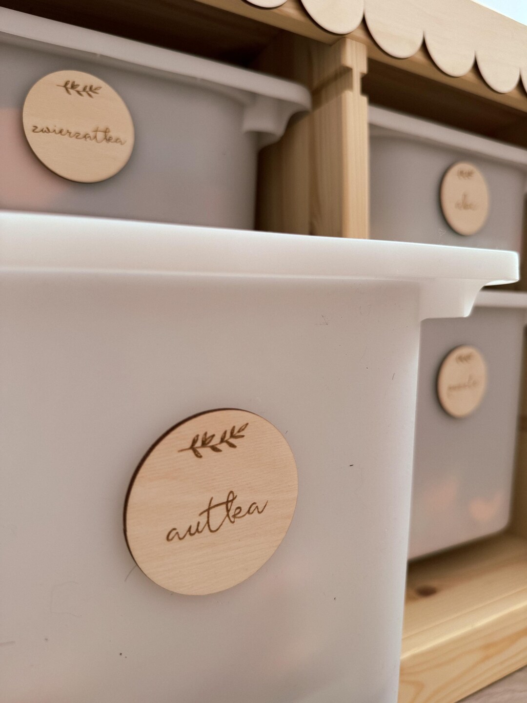 Wooden Labels for TROFAST Drawers, Personalized, Your Own Text, Round ...