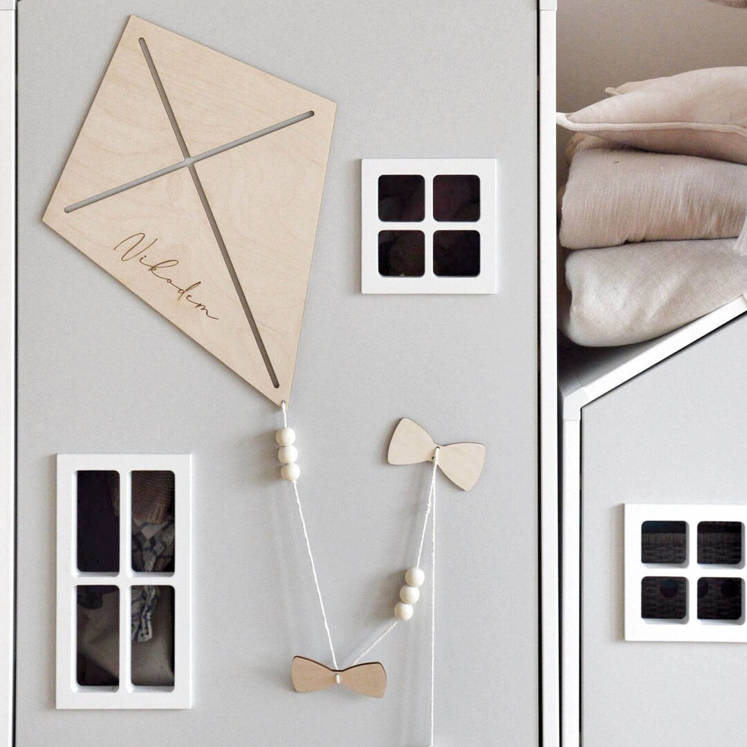 Wooden Kite With Name, Wanddeko, Wall Decoration, Nursery, Kinderzimmer ...