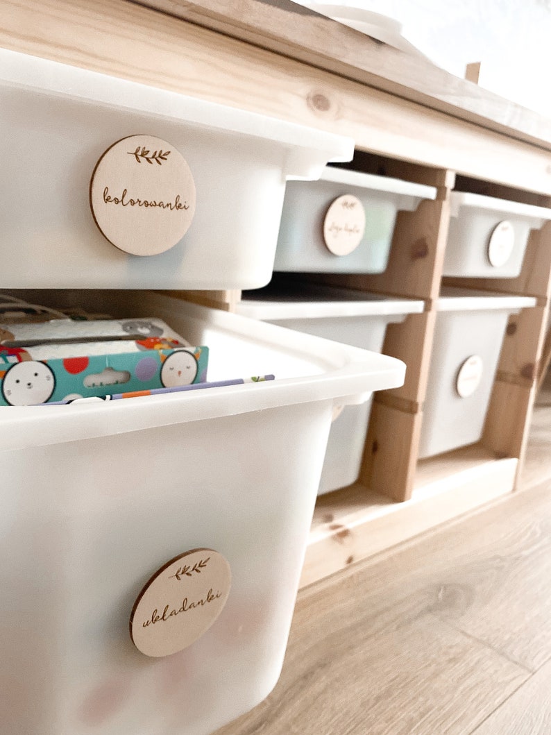 Wooden Labels for TROFAST Drawers, Personalized, Your Own Text, Round ...