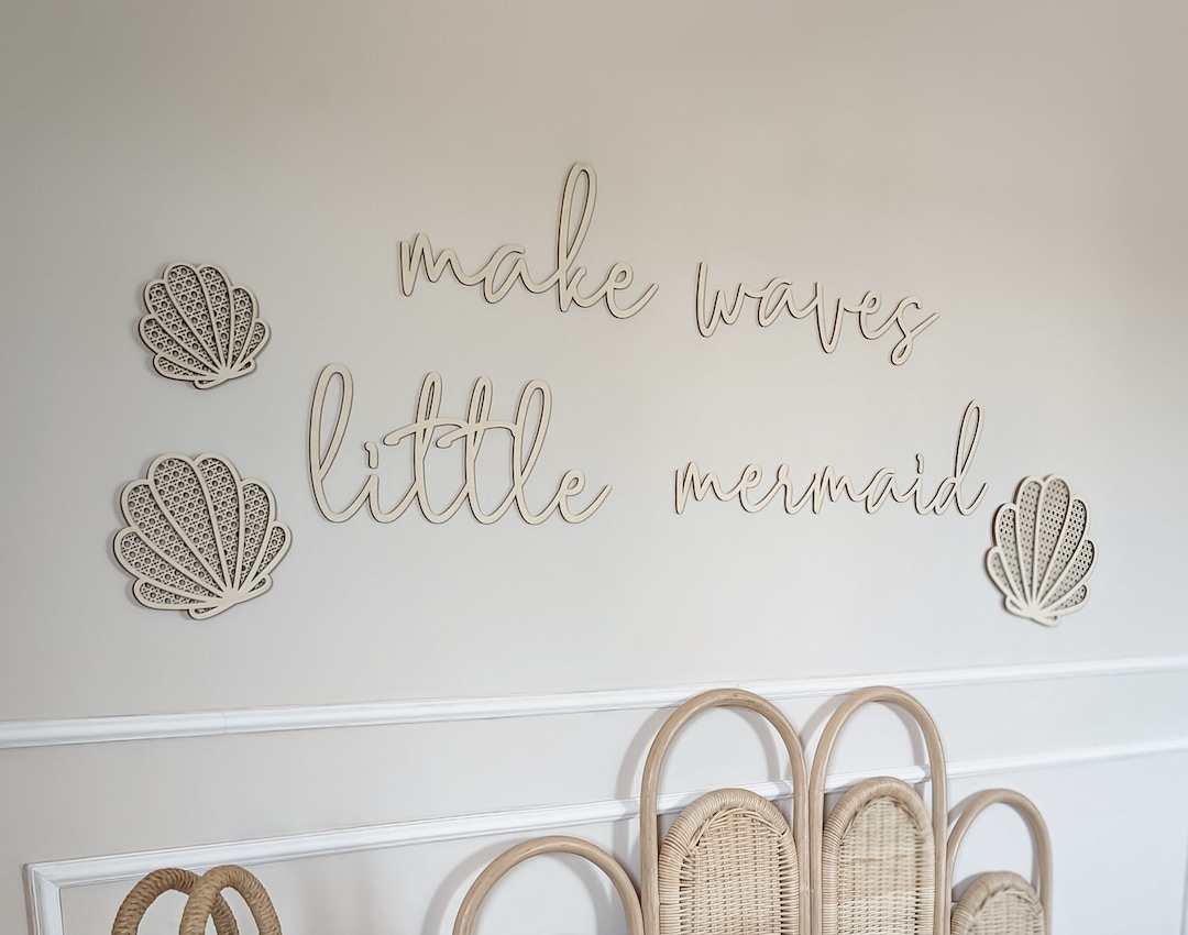 Make Waves Little Mermaid Schriftzug, Wanddekko, Babyzimmer Deko Aus ...