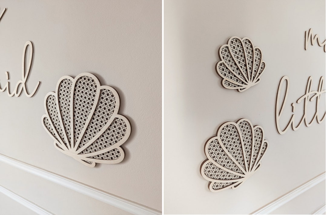 Set of 3 Rattan Seashells, Wall Decor, Nursery, Surfing, Rattan ...